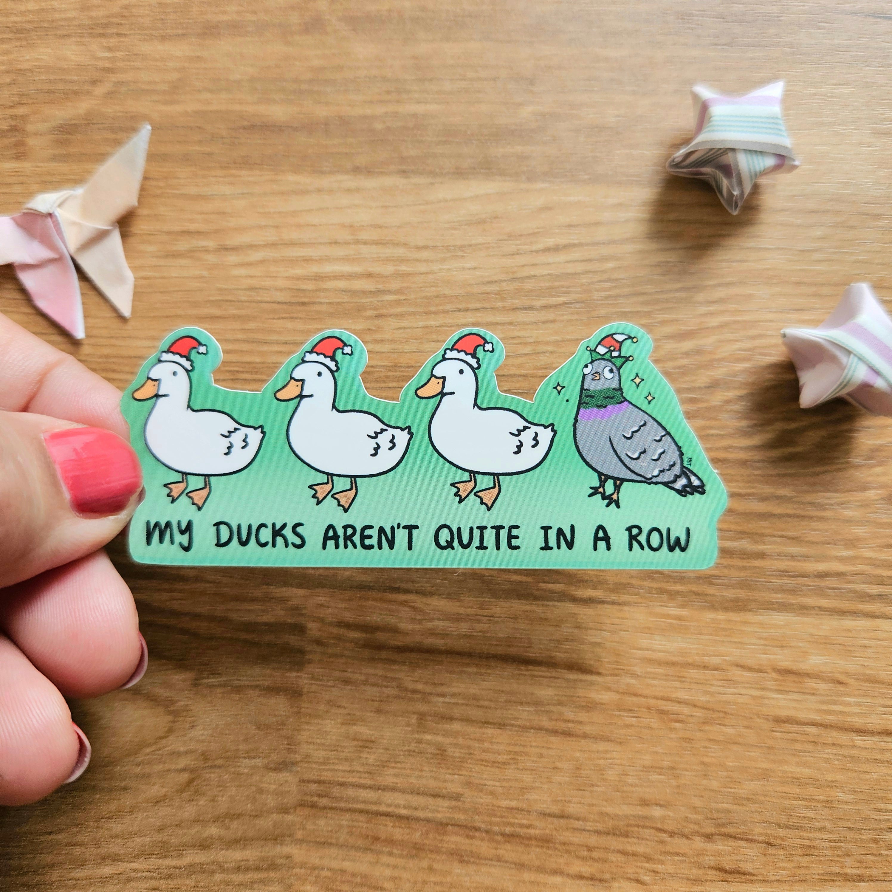 Festive My Ducks Aren't Quite in a Row Vinyl Sticker – Jem and Cozy