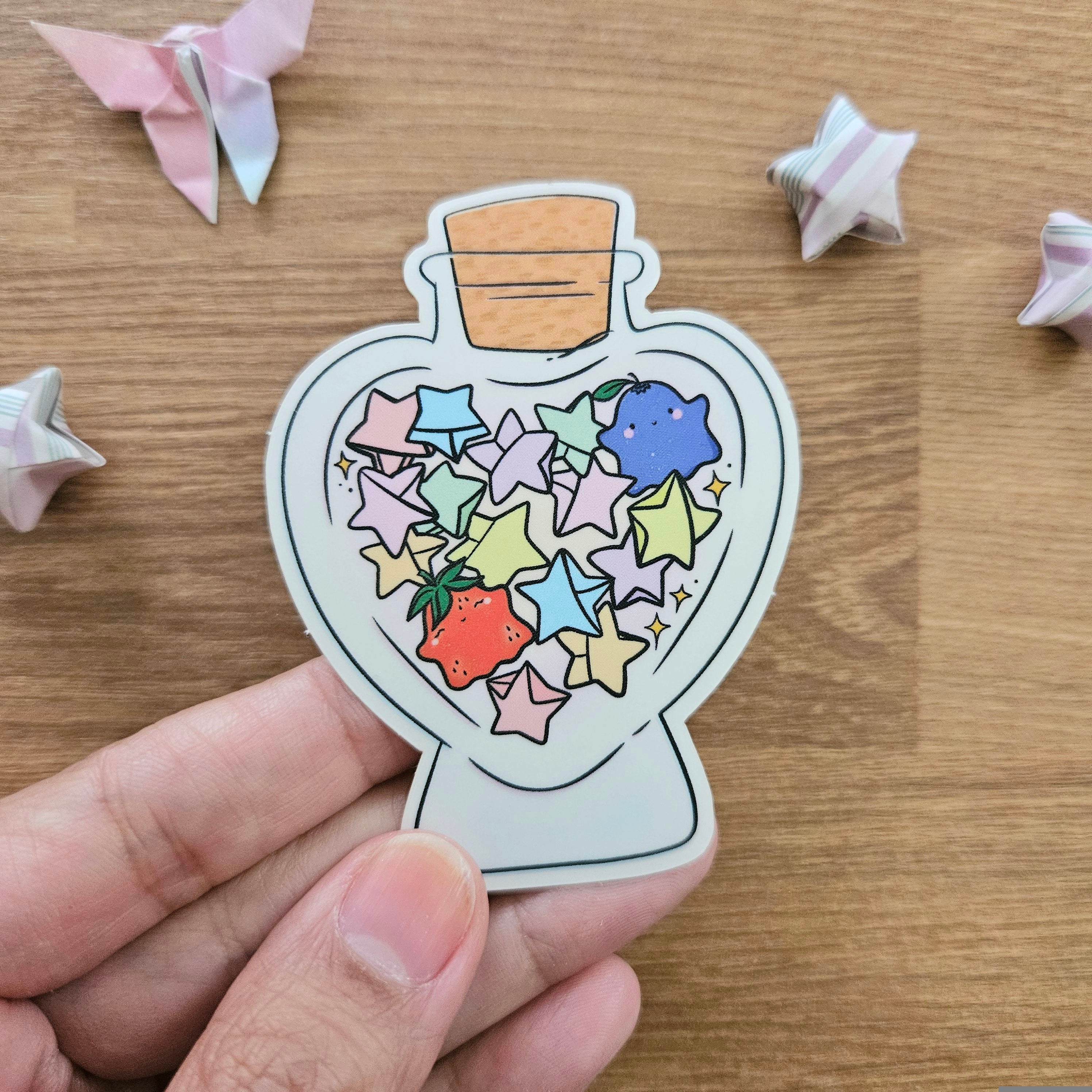 Lucky Wishing Star Jar Clear Vinyl Sticker – Jem and Cozy