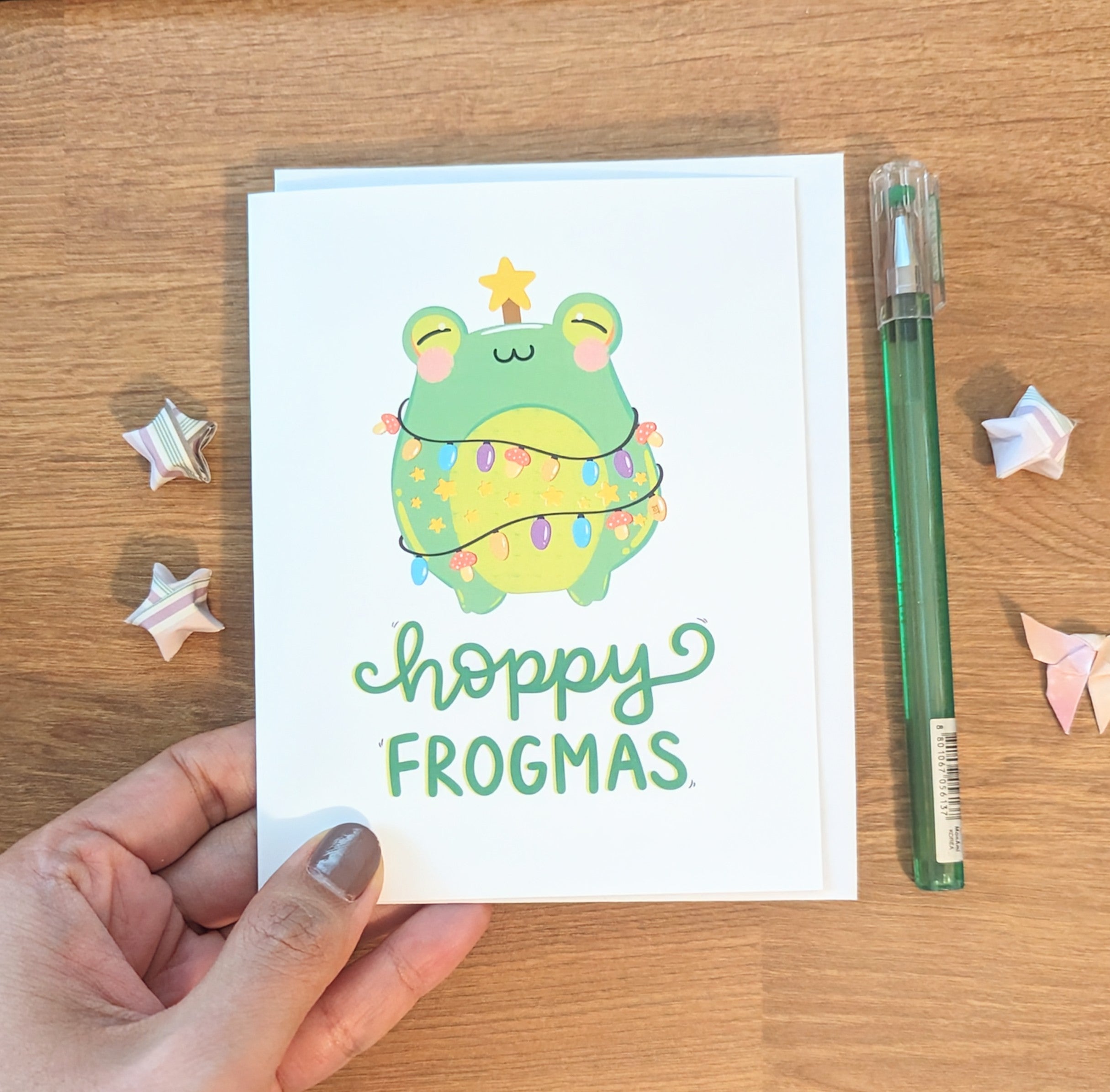 Hoppy Frogmas Blank Greeting Card – Jem and Cozy