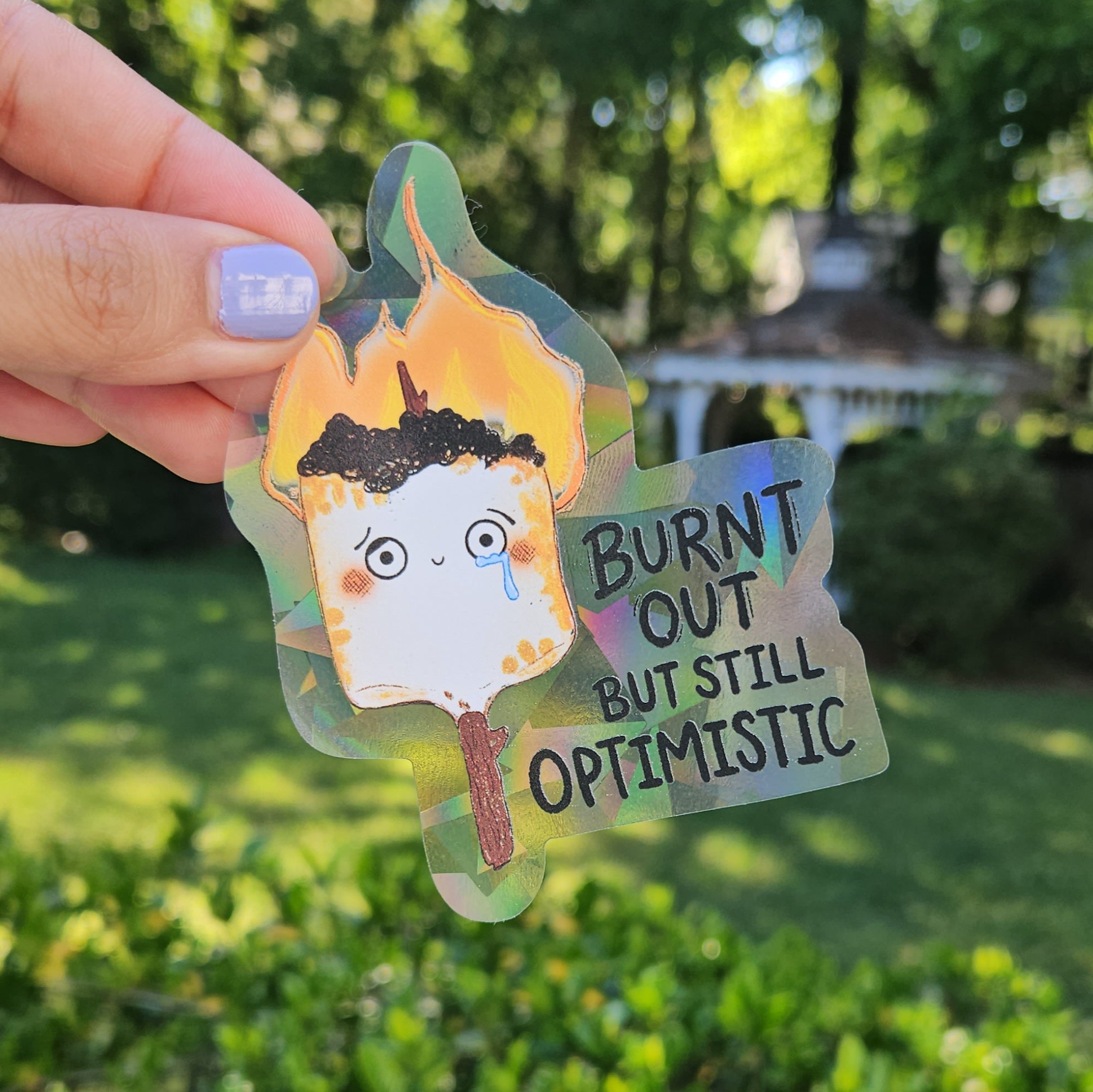 Burnt Out But Still Optimistic Rainbow Decal Suncatcher – Jem and Cozy