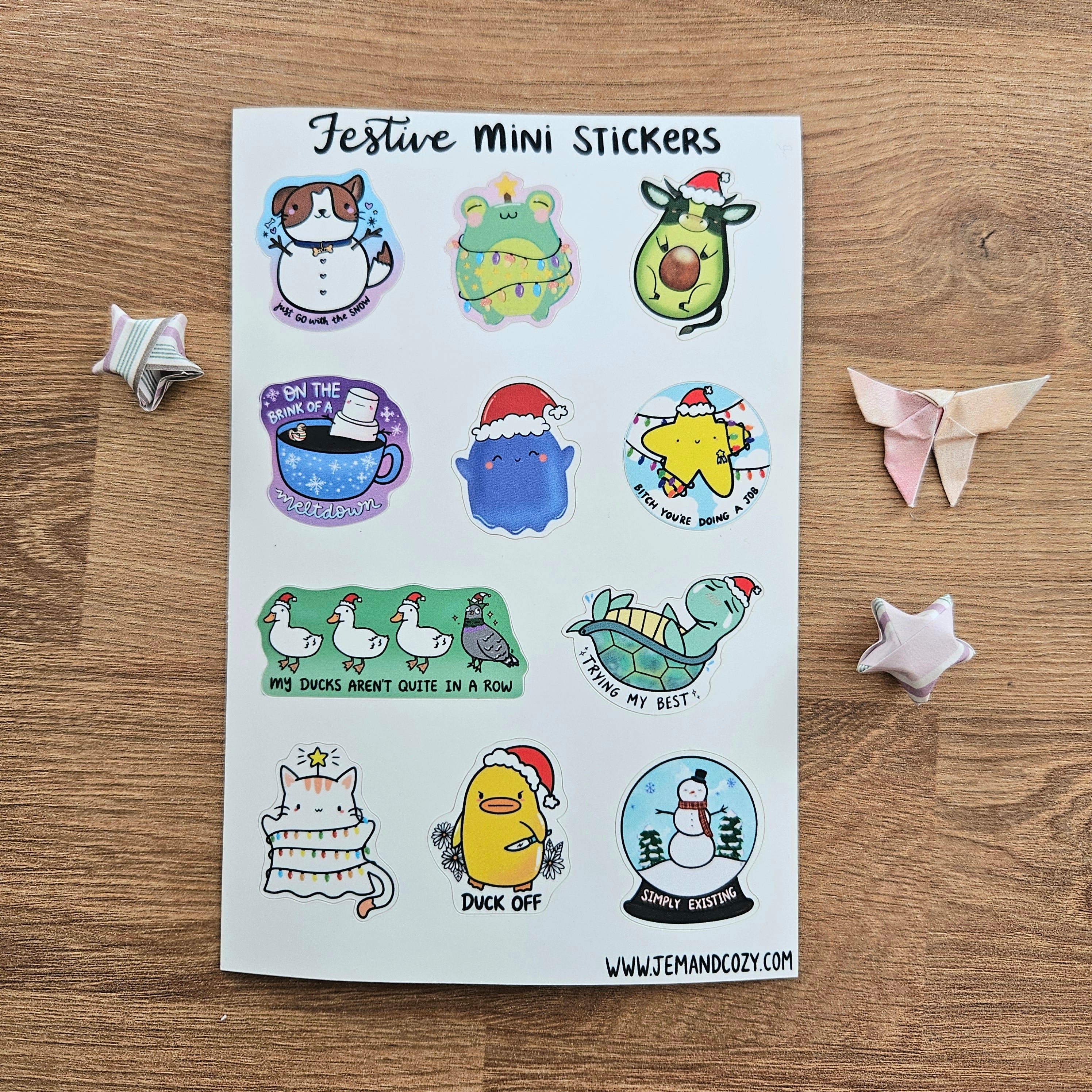 Festive Mini Stickers Vinyl Sticker Sheet (4x6") – Jem and Cozy