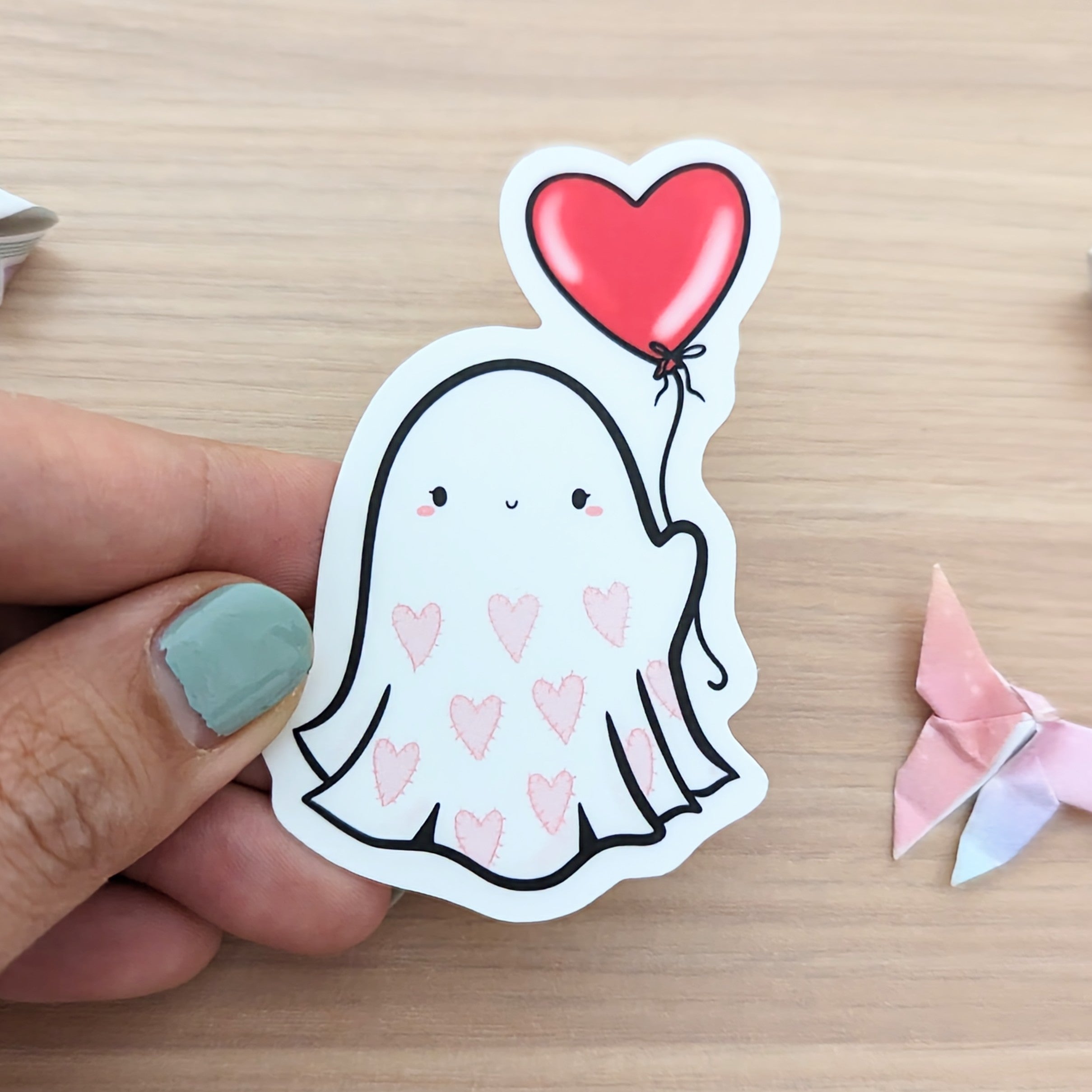 Heart Balloon Ghostie Vinyl Sticker – Jem and Cozy