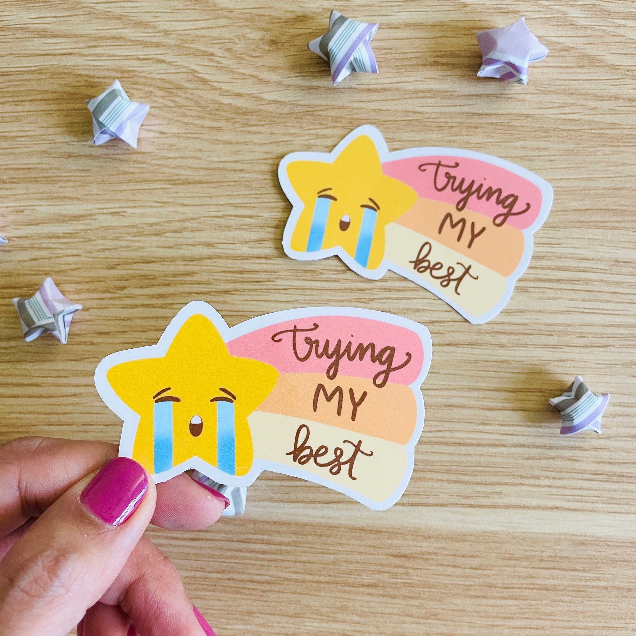 Trying My Best Shooting Star Vinyl Sticker – Jem and Cozy