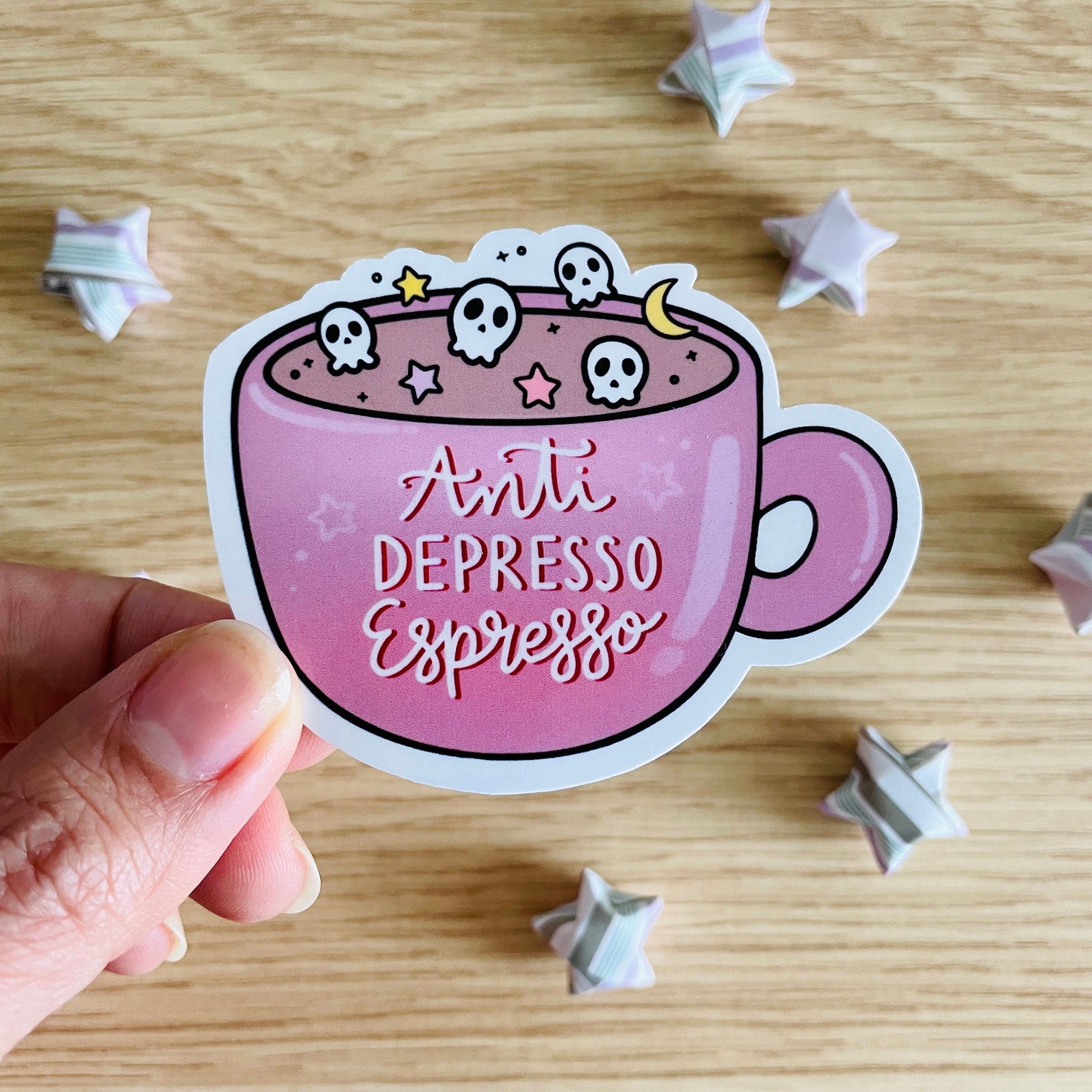 Anti Depresso Espresso Vinyl Sticker – Jem and Cozy